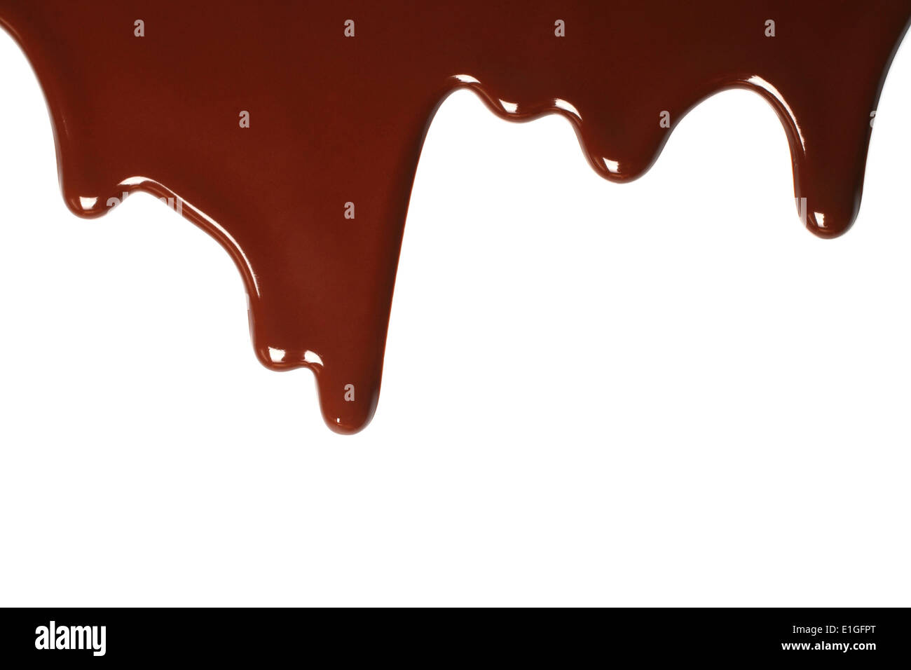 Melted chocolate dripping on white background Stock Photo - Alamy