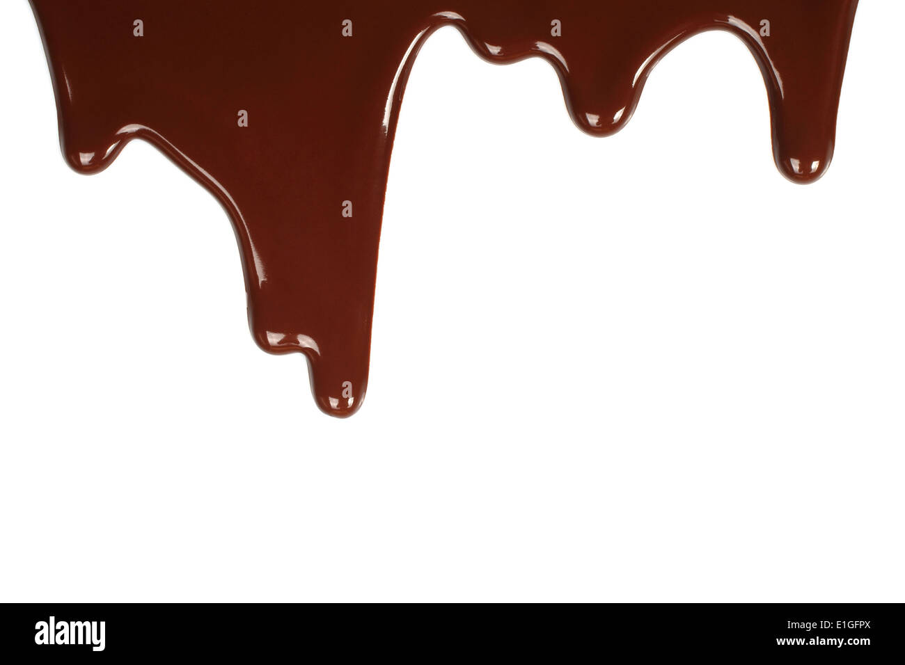 Melted chocolate dripping on white background Stock Photo - Alamy
