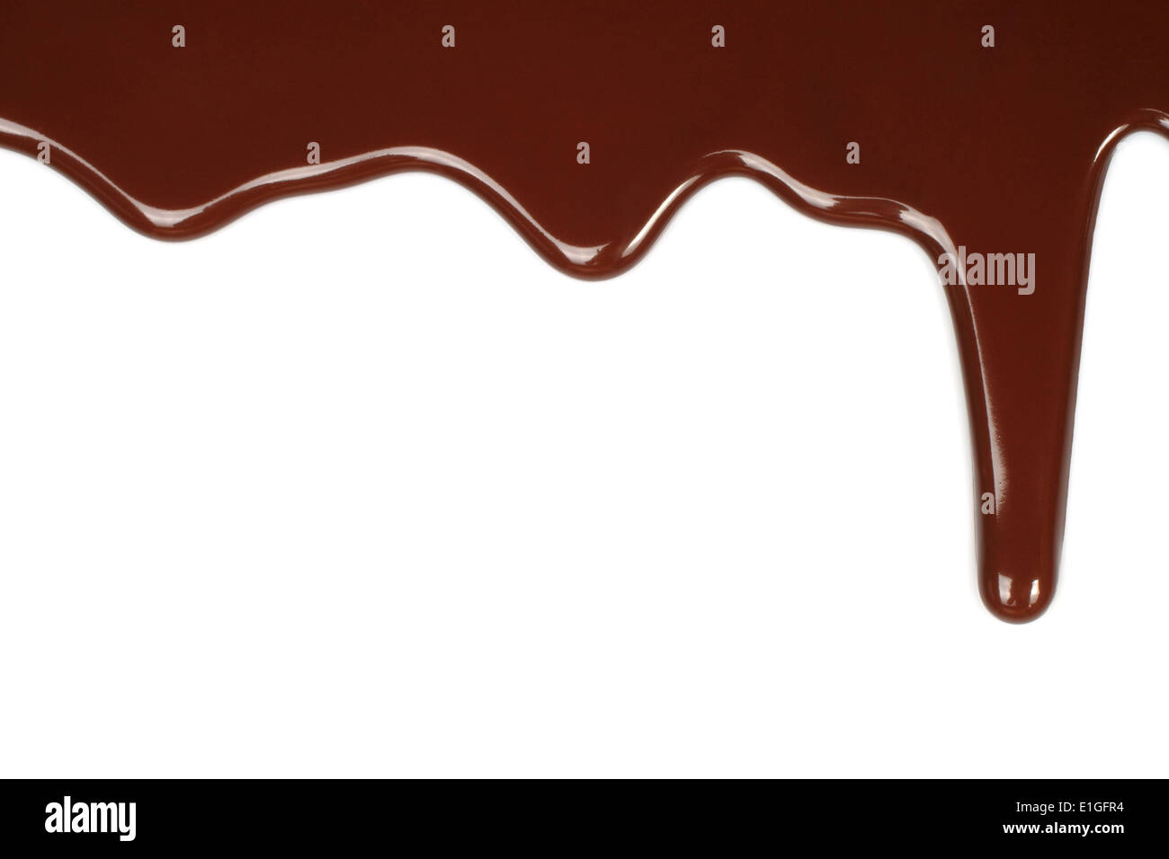 Melted chocolate dripping on white background Stock Photo - Alamy