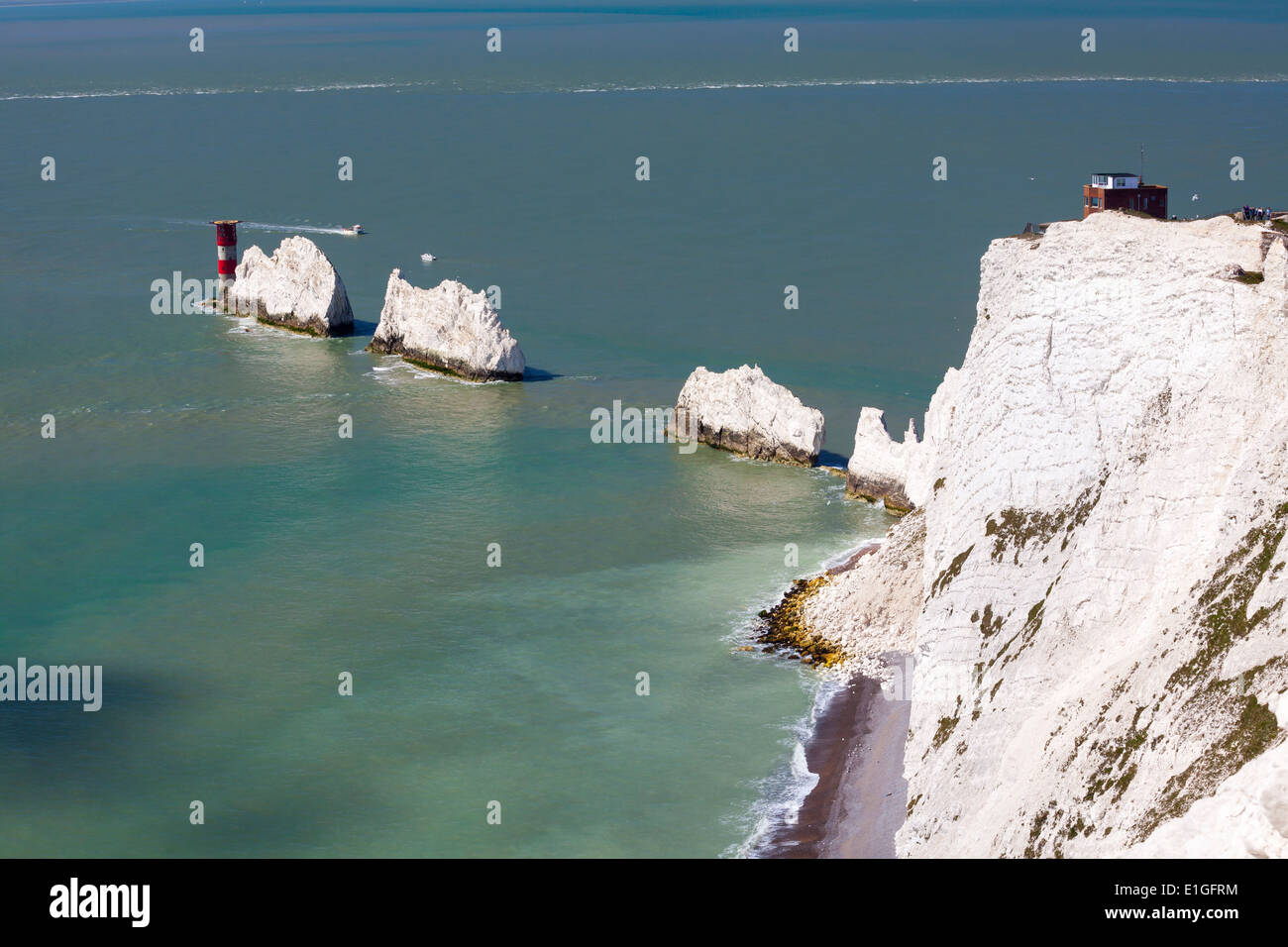 The Needles rock formation and chalk cliffs on the Isle Of Wight ...