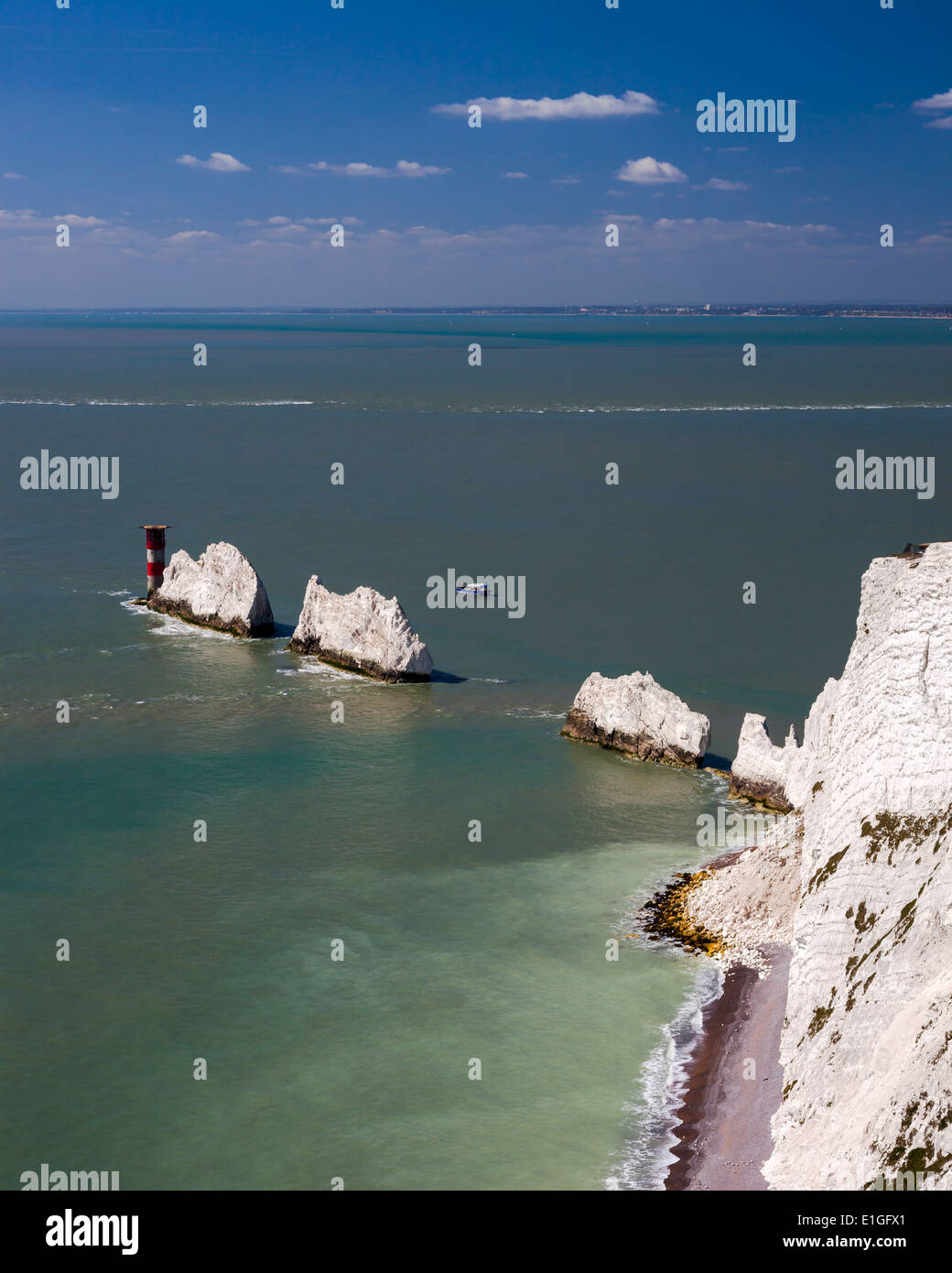The Needles rock formation and chalk cliffs on the Isle Of Wight ...