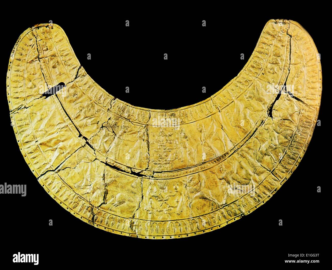 An elaborate gold pectoral from the Ziwiye treasure. Depicted on the ...