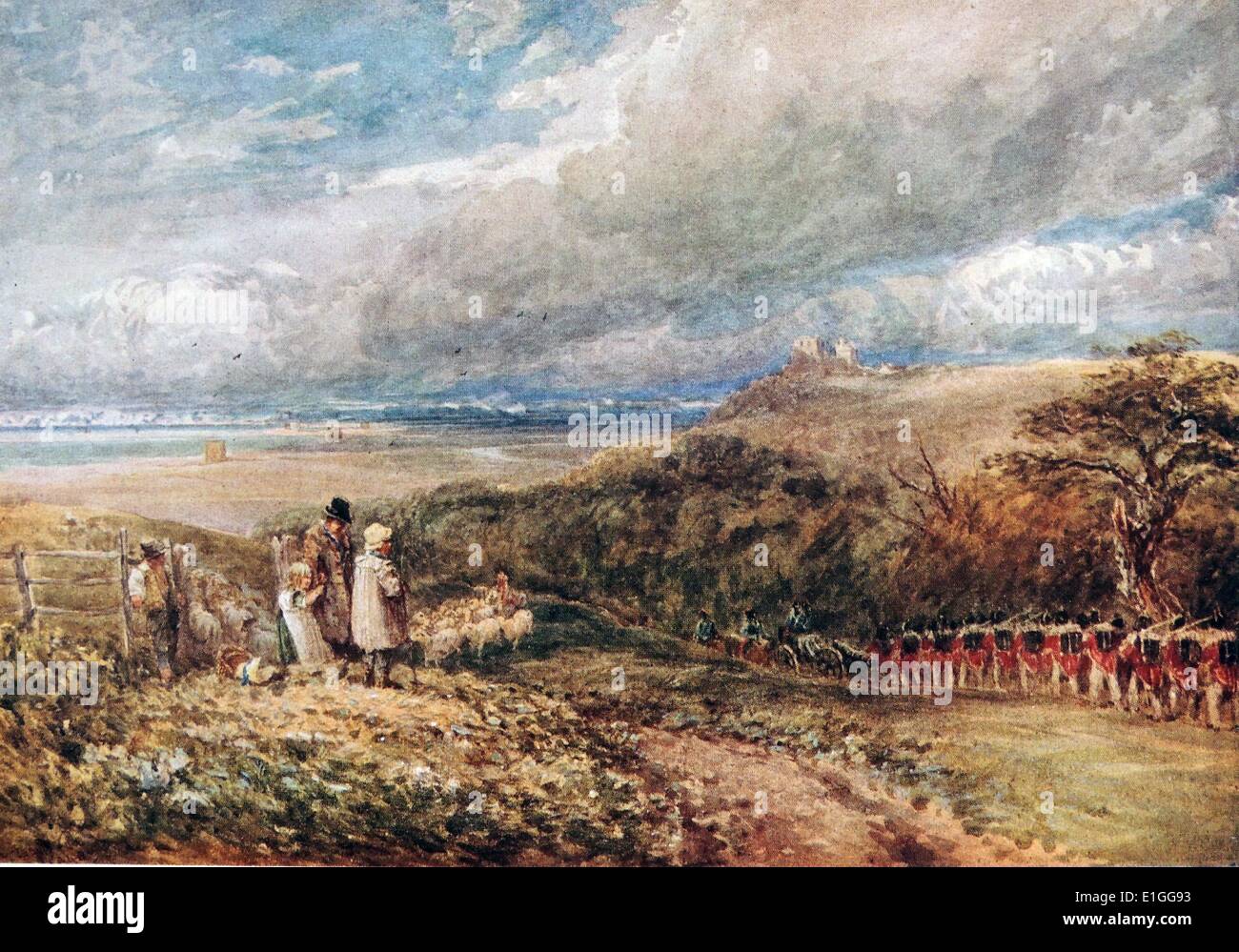 Watercolour landscape painting titled Peace and War. The painting ...