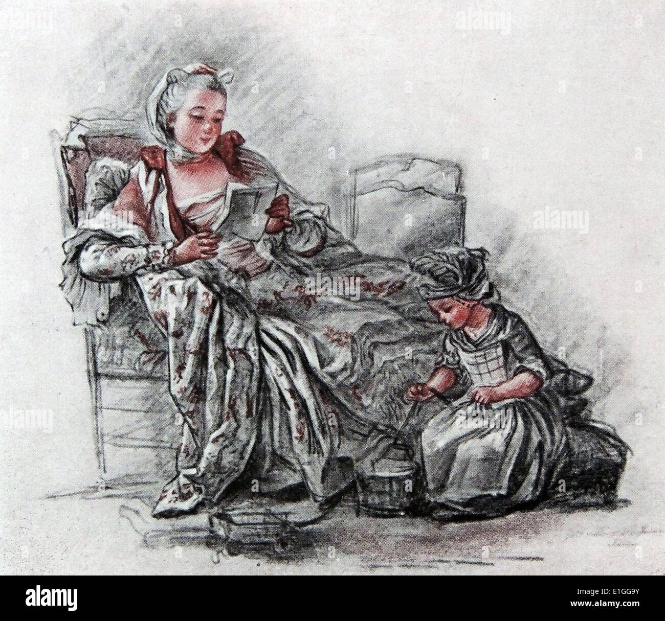 Drawing of Jeanne-Antoinette Poisson, Madame de Pompadour (1721 - 1764 ...