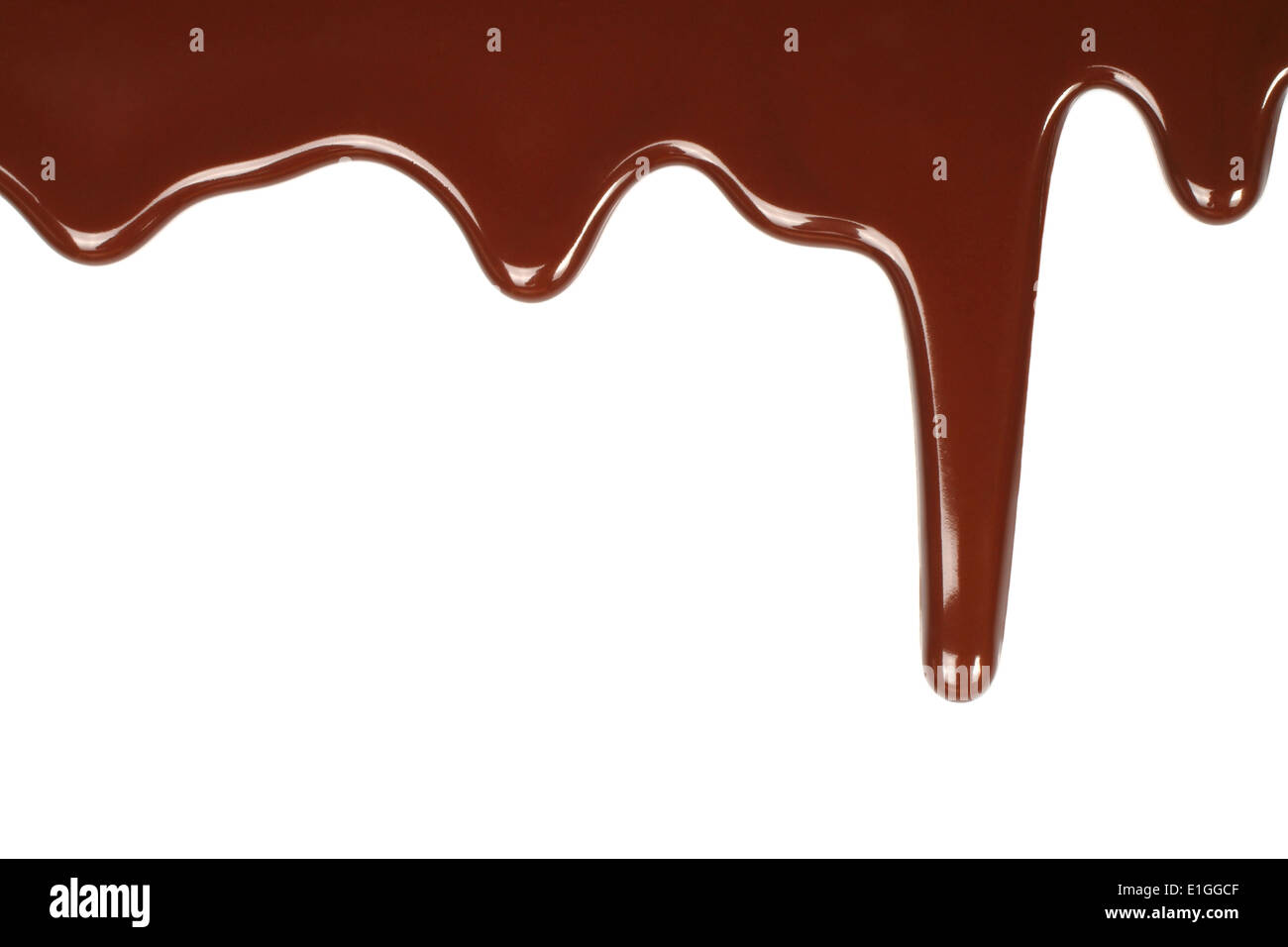Melted chocolate dripping on white background Stock Photo - Alamy