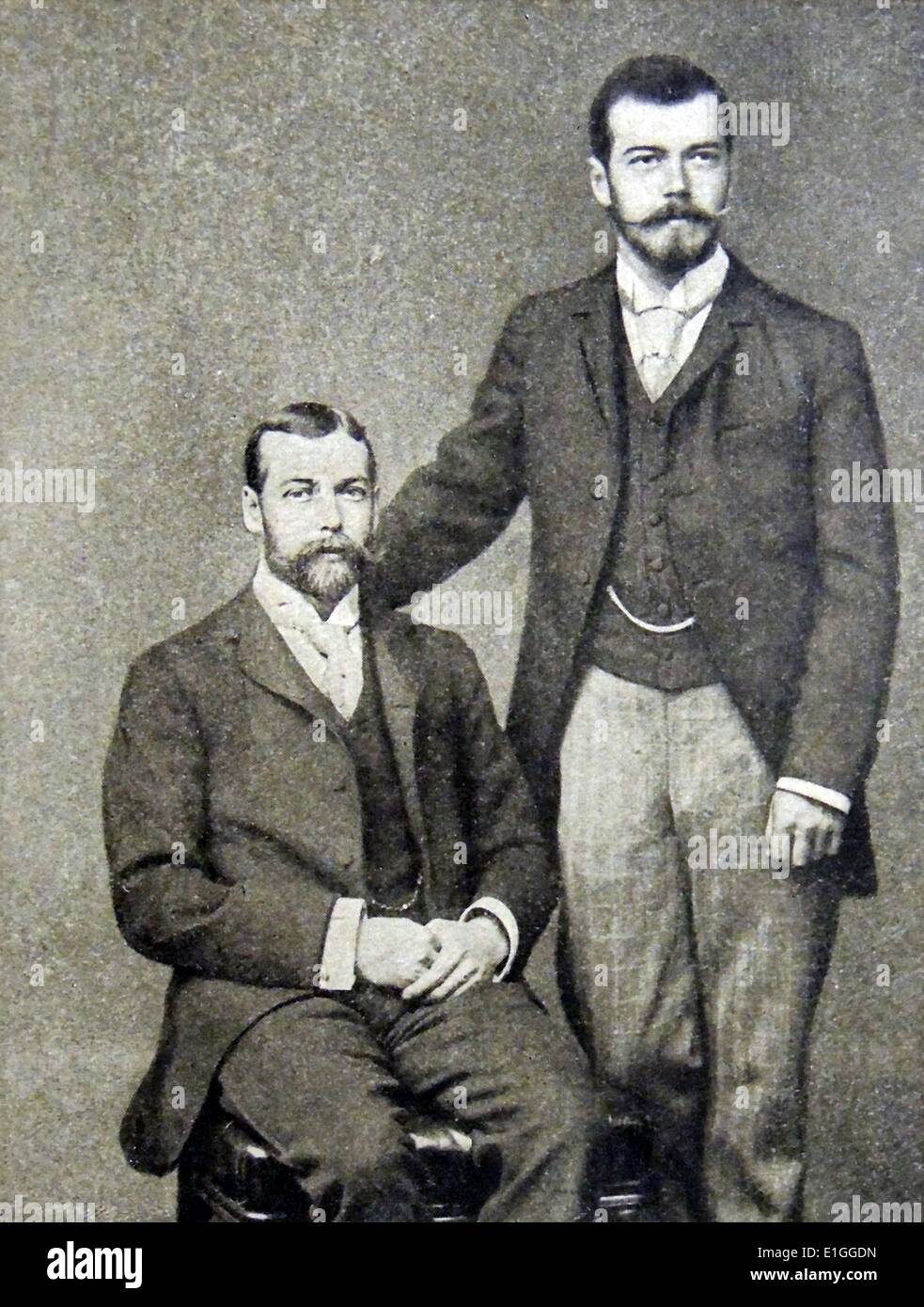 Portrait of King George V (1865 - 1936) and Tsar Nicholas II of Russia ...