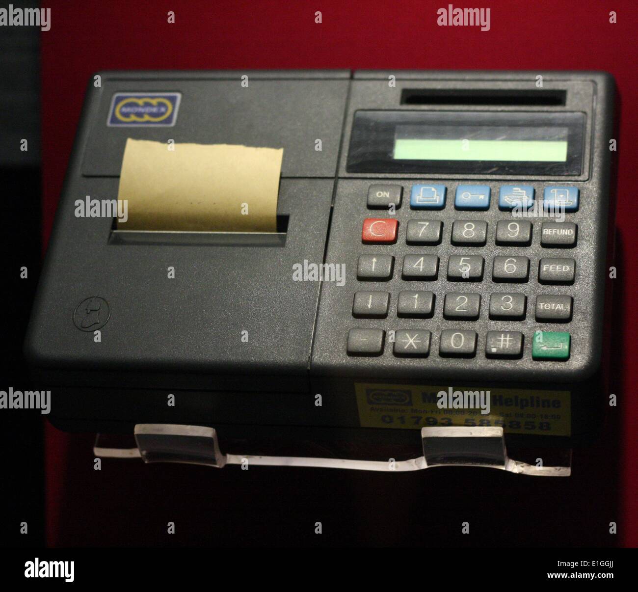 Mondex machine, UK 1995. This machine allowed customers to check their ...