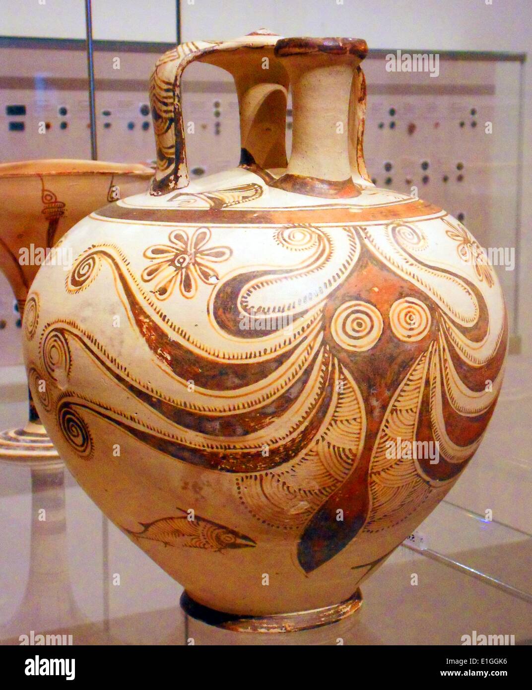 Terracotta stirrup har with octopus. Helladic (Mycenaean), Late ...