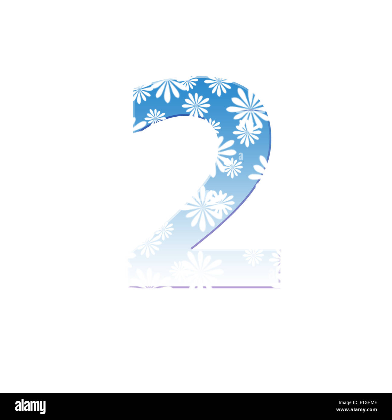 Number two, 2 made from white flower on blue color Stock Photo - Alamy