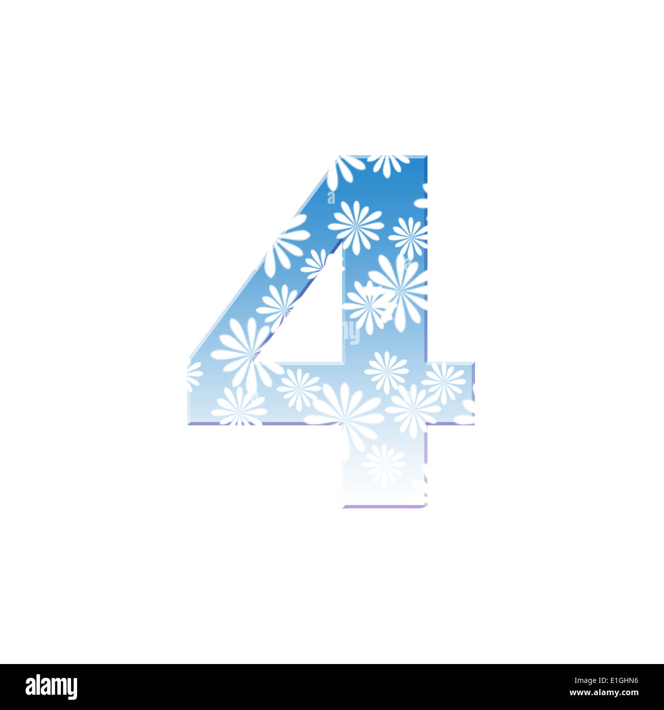 Number four, 4 made from white flower on blue color Stock Photo - Alamy
