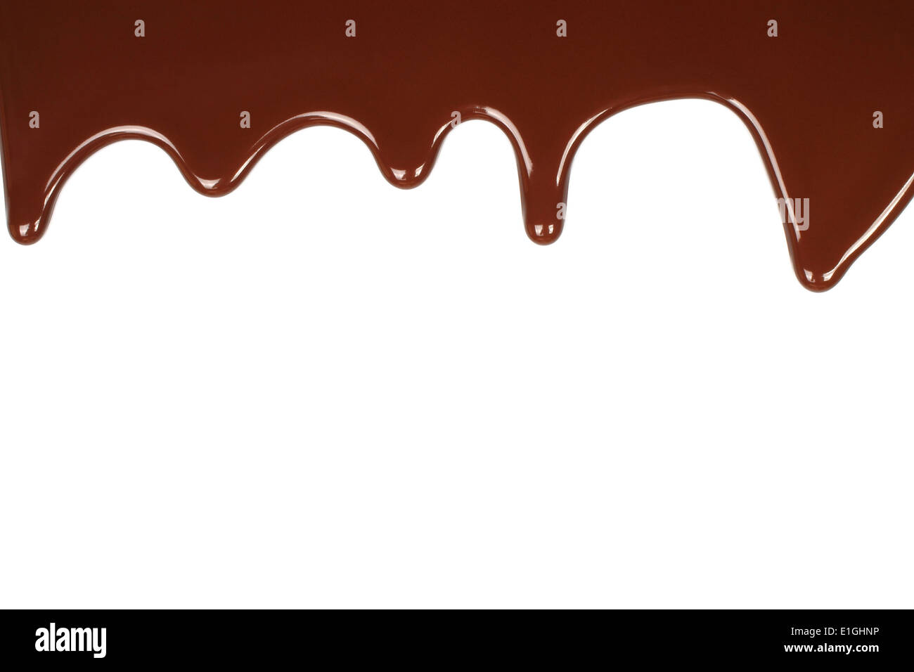 Melted chocolate dripping on white background Stock Photo - Alamy