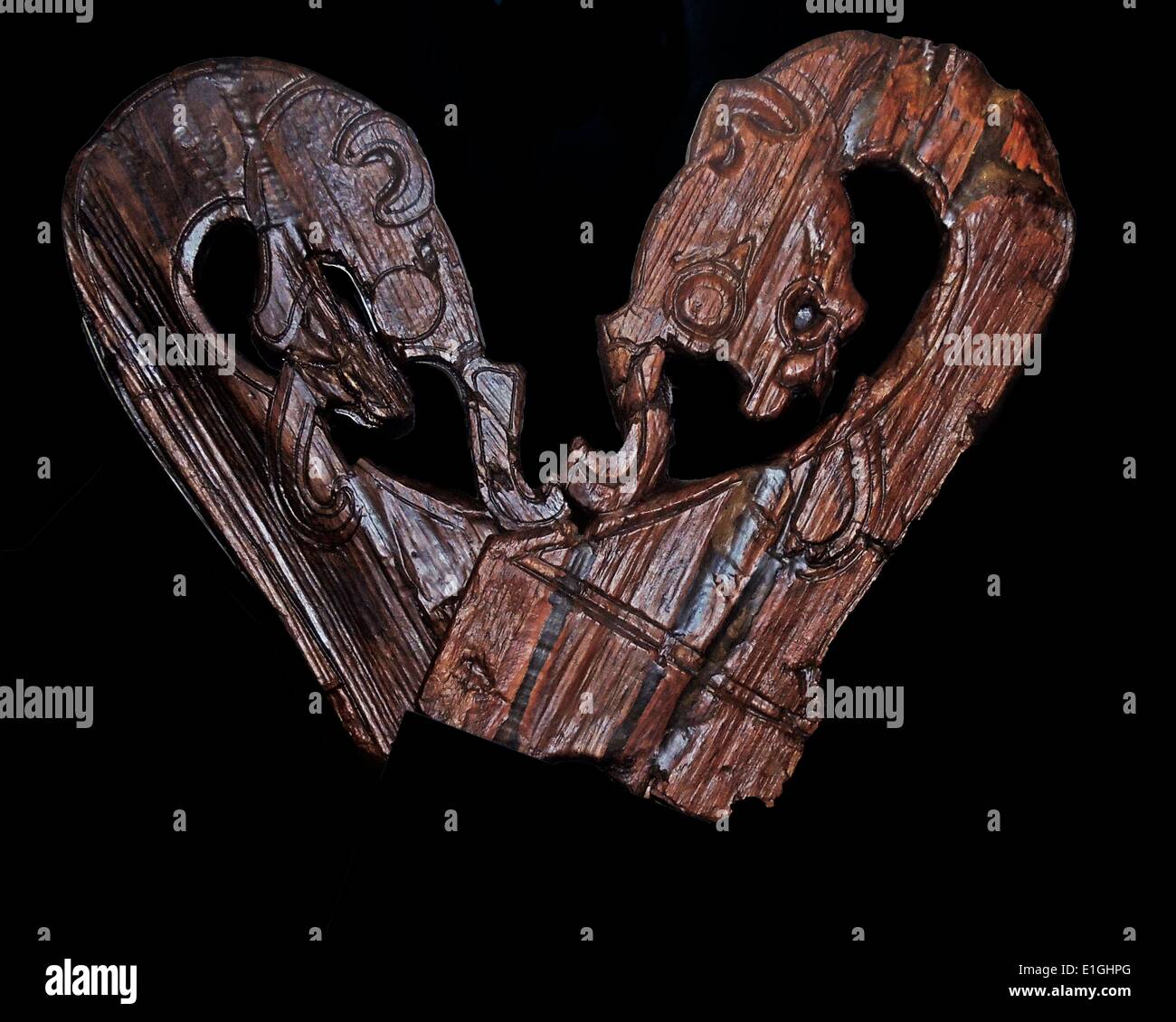 Viking wooden carving from a tent frame, Norway, circa 800AD Stock ...