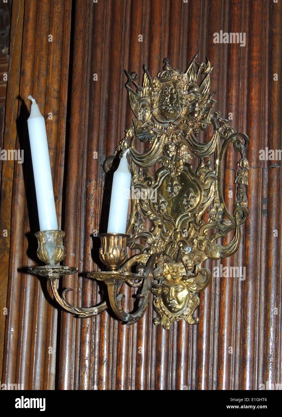 18th century wall lights in guilded metal with candles, Warwick Castle ...