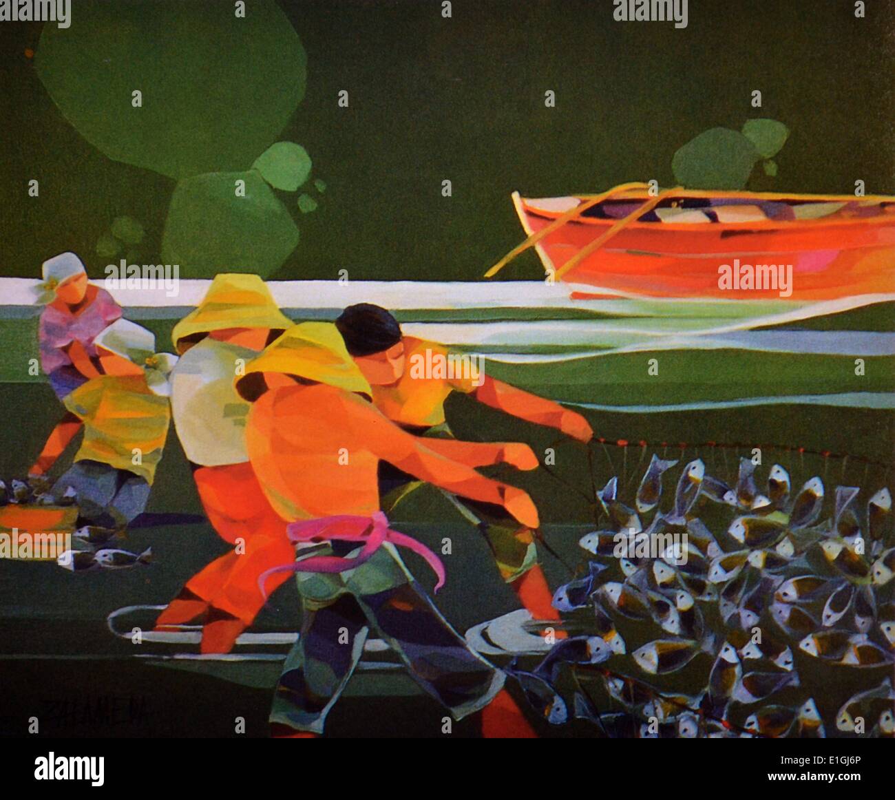 Philippines filipino art asian art oscar zalameda catching fish hi-res ...