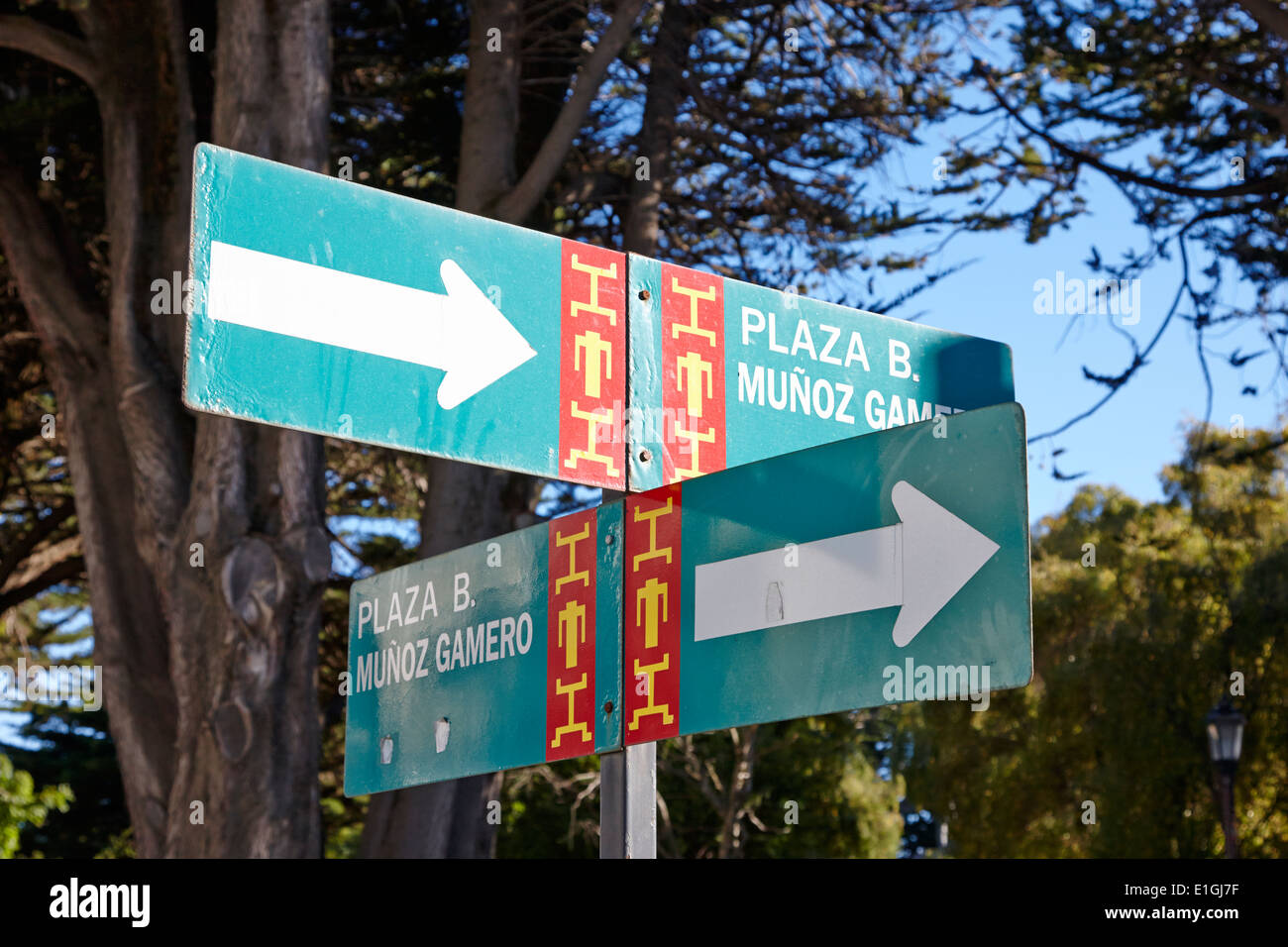 plaza munoz gamero de armas street signs centre of Punta Arenas Chile ...