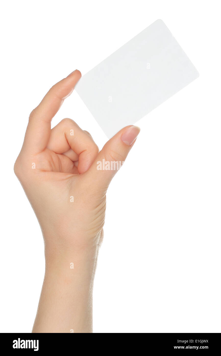 Hand holds charge card on white background Stock Photo - Alamy