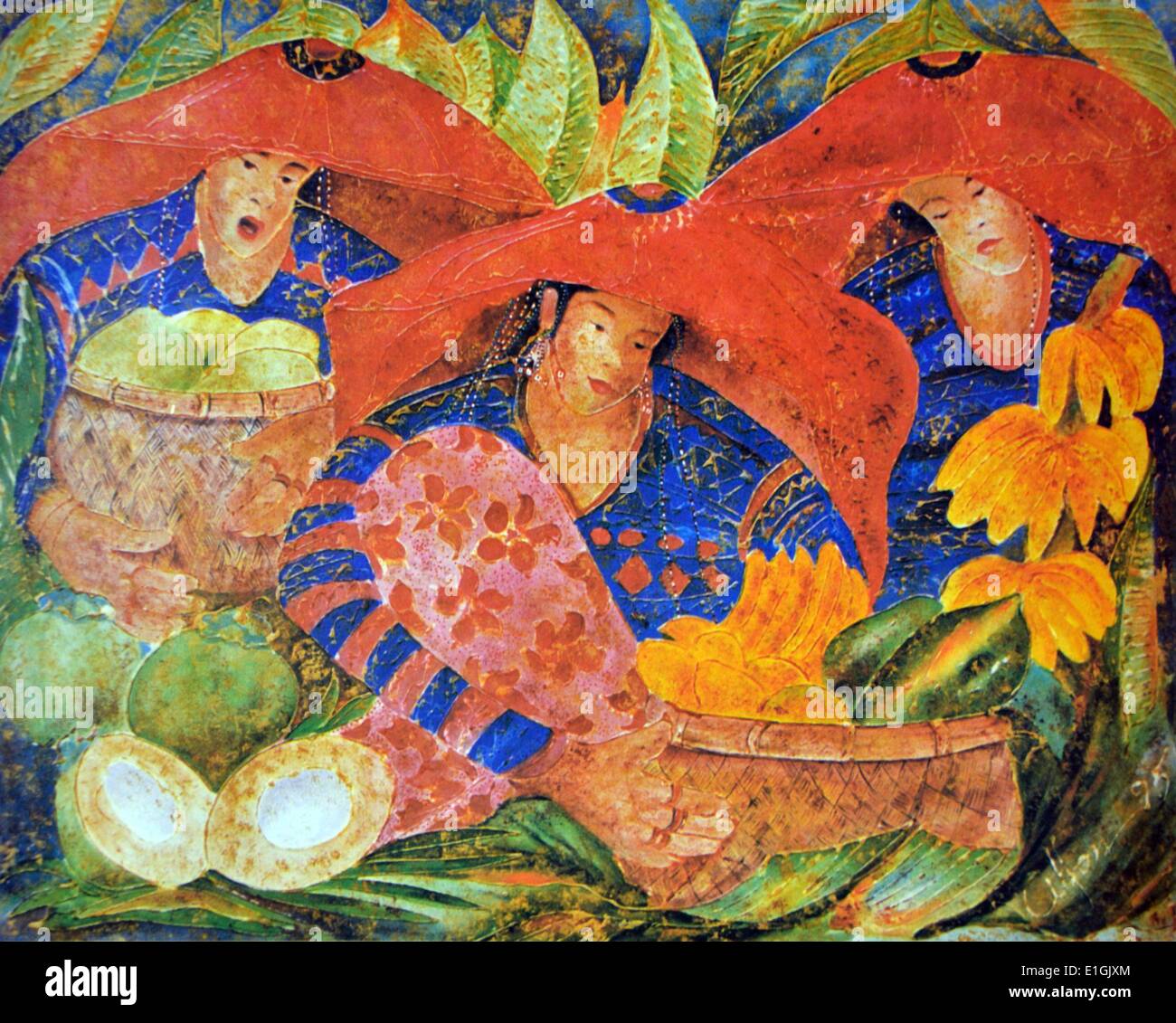 Philippines filipino art asian art jun alfon fruit harvest hi-res stock ...