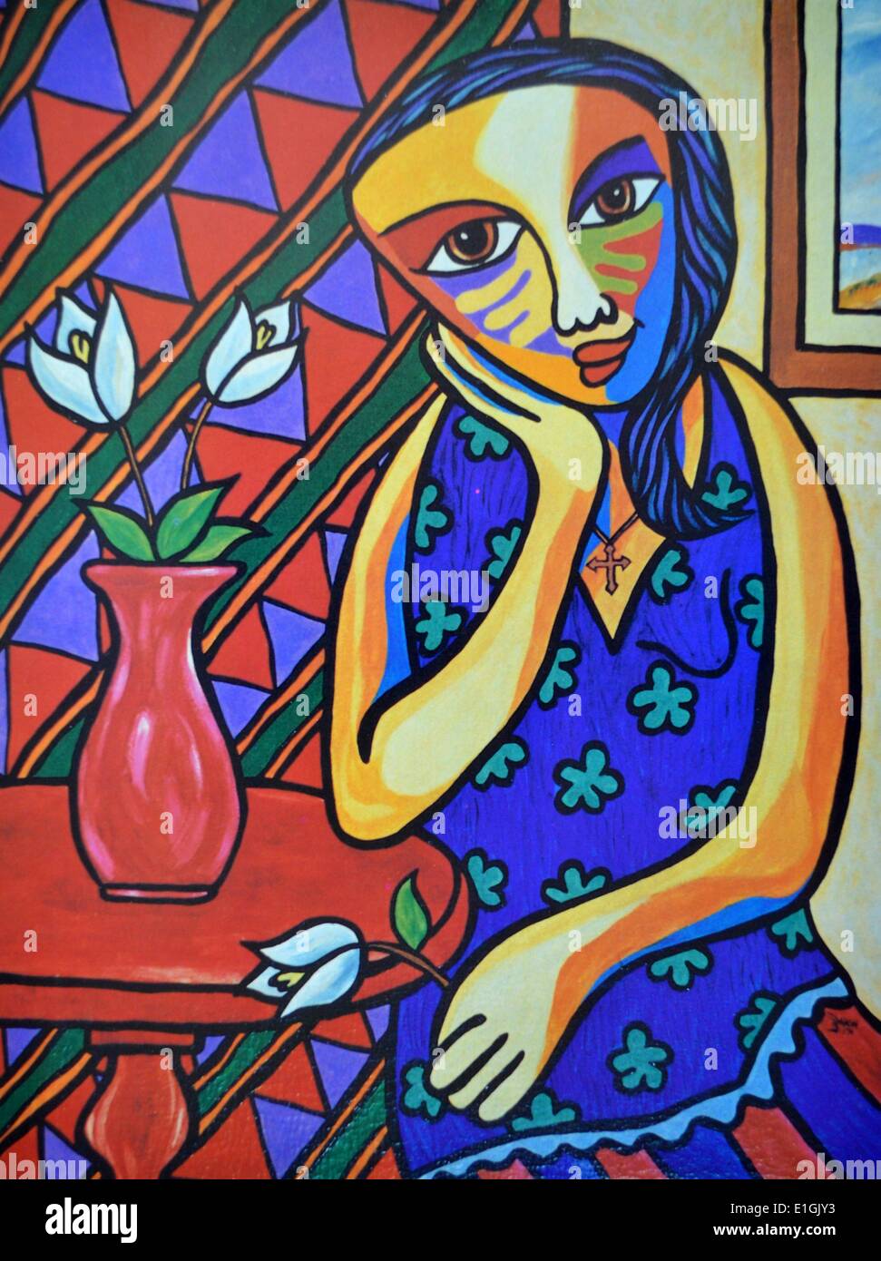 Philipp Badon, Blooming Lady, 1994. Acrylic on canvas Stock Photo - Alamy
