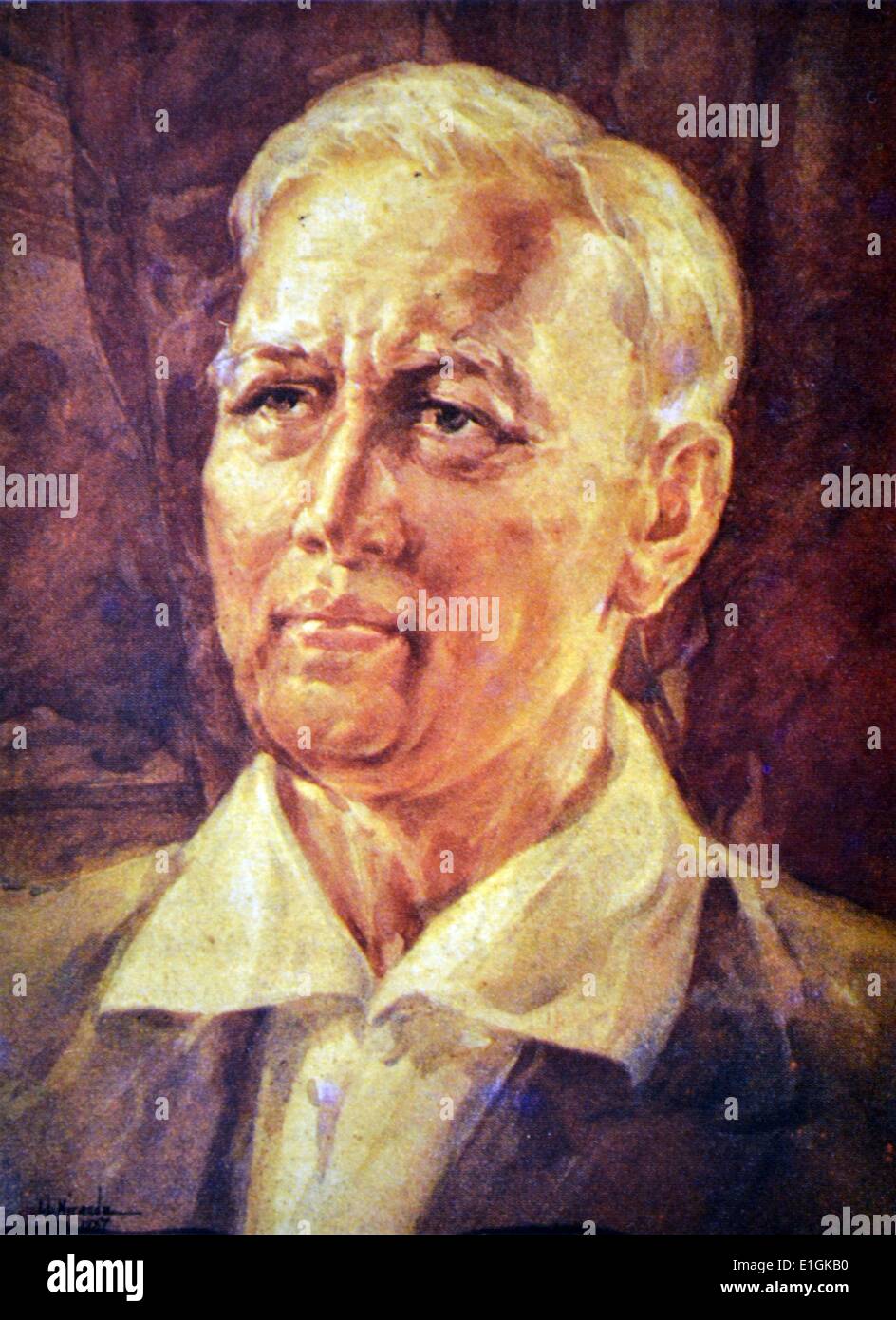 Irineo Miranda, Portrait of de la Rosa, 1937. Watercolour Stock Photo ...