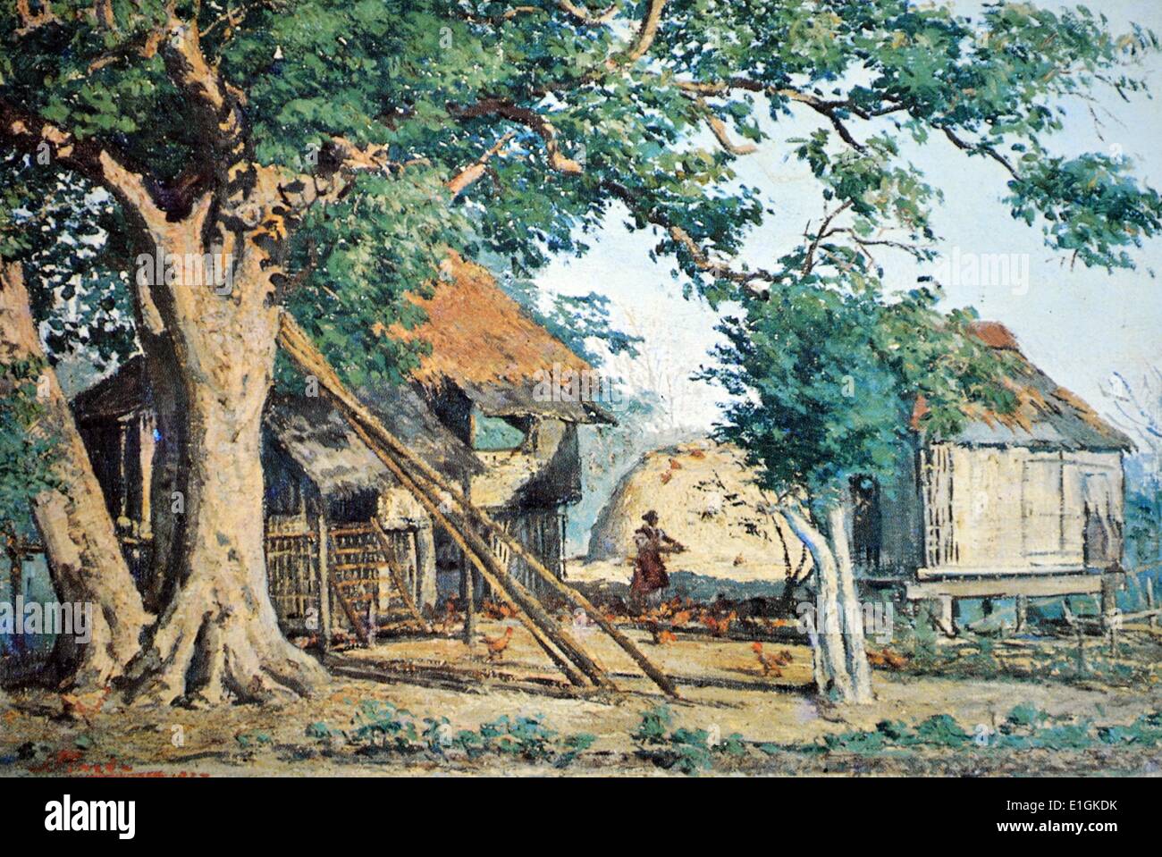 Philippines filipino art asian art jorge pineda feeding chickens hi-res ...