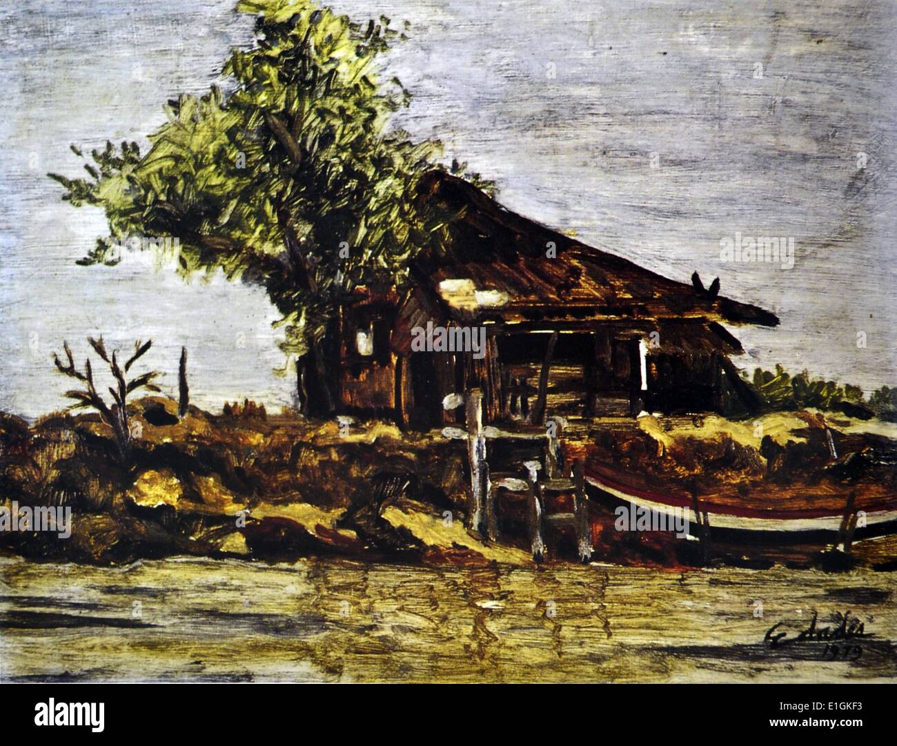 Philippines filipino art asian art victorio edades beached boat hi-res ...