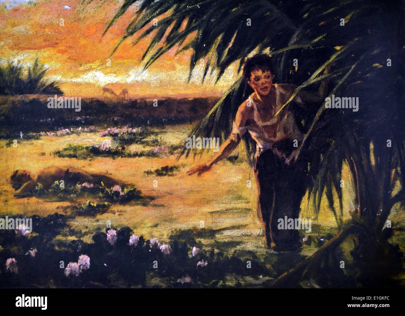 Dominador Castaneda, Fugitive from the Japanese, 1945. Oil on wood. Oil ...