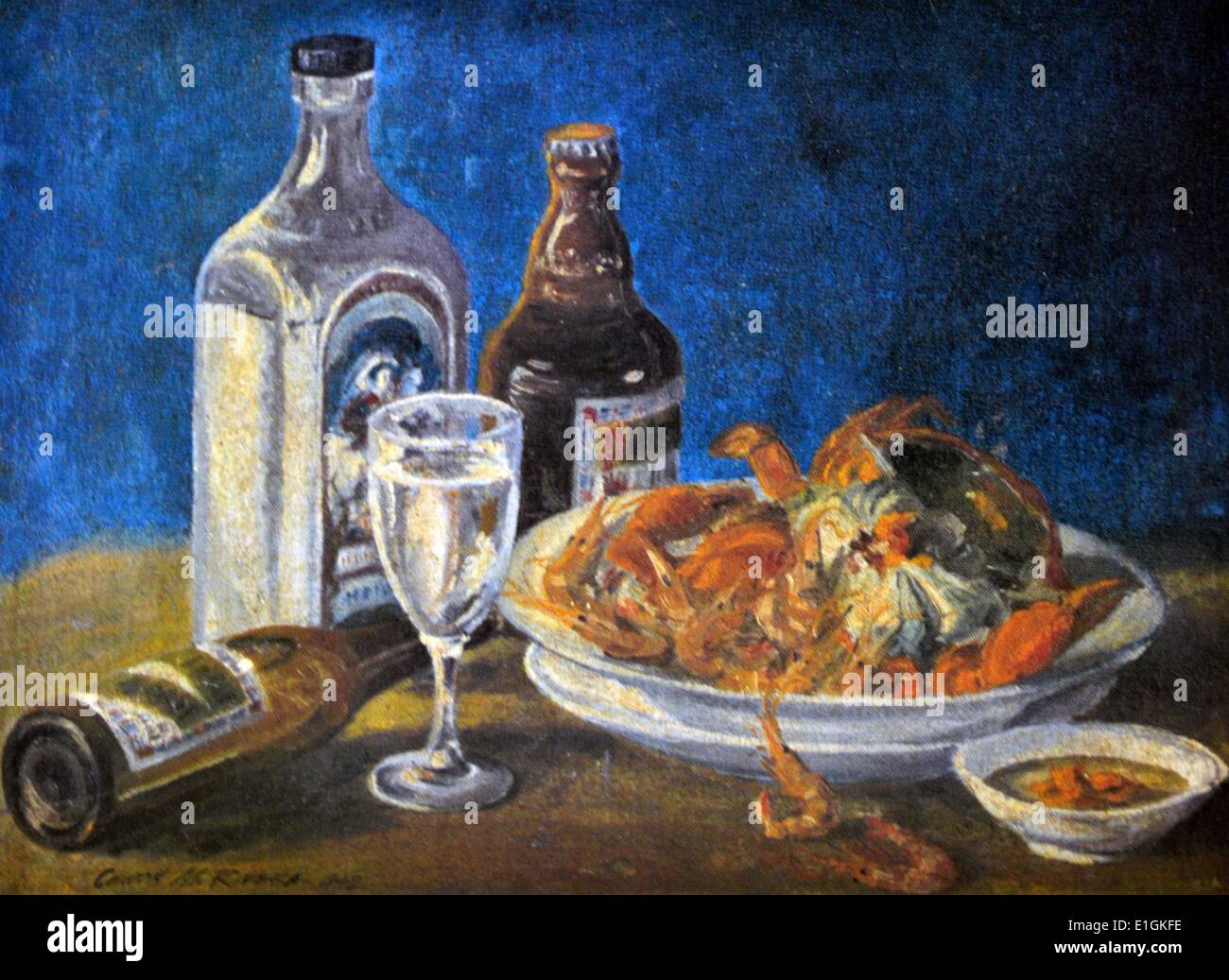 Cenon Rivera, Pulutan, 1942. Oil on canvas Stock Photo - Alamy