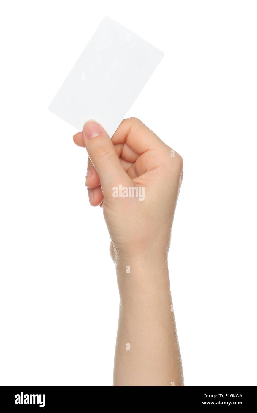 Hand holds charge card on white background Stock Photo - Alamy