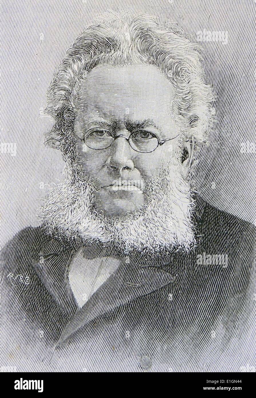 Henrik Ibsen (1828-1906) Norwegian poet and dramatist. Ibsen aged 43 ...