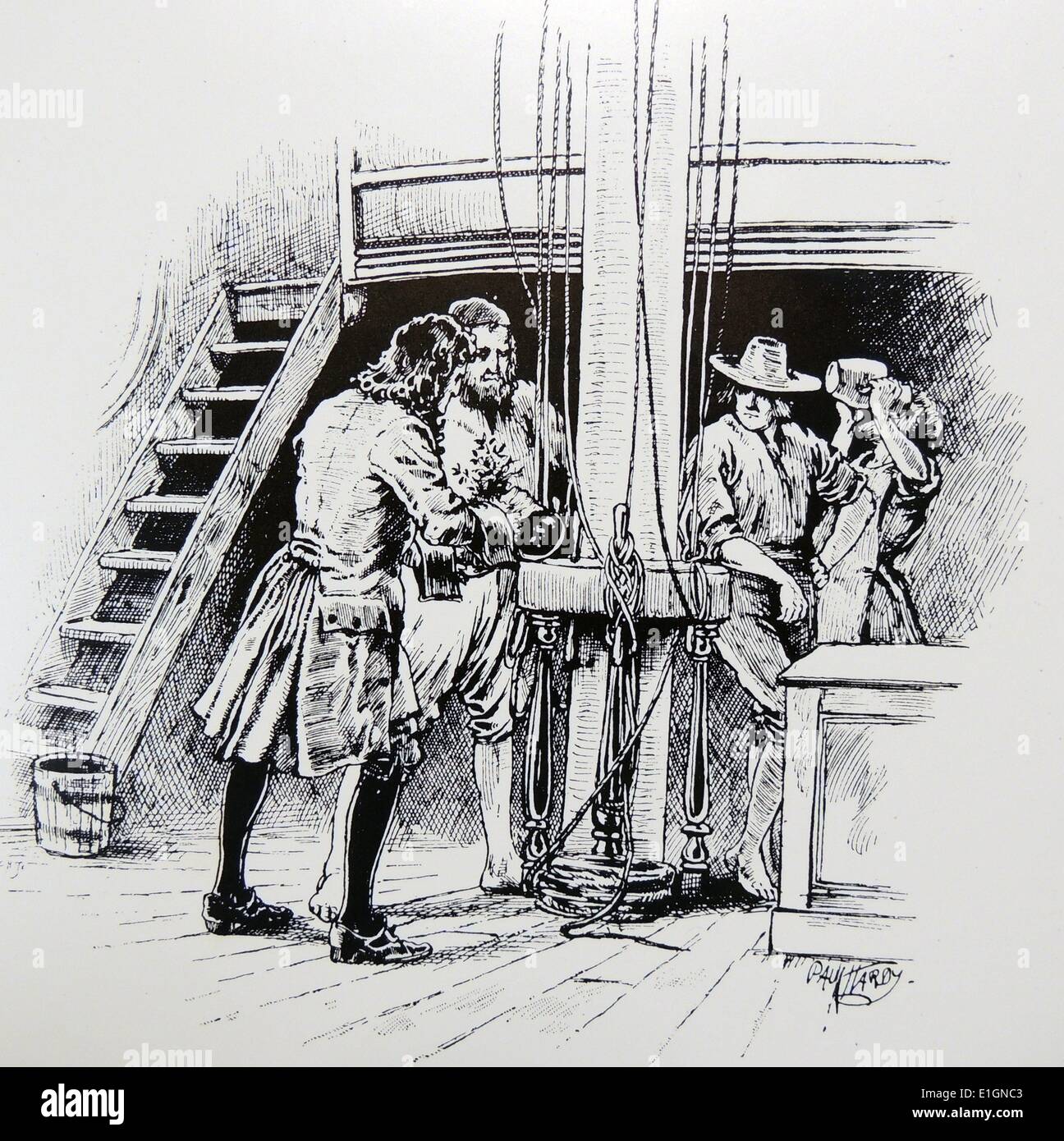 French naval captain Gabriel de Clieu (c1687-1774) using precious water ...