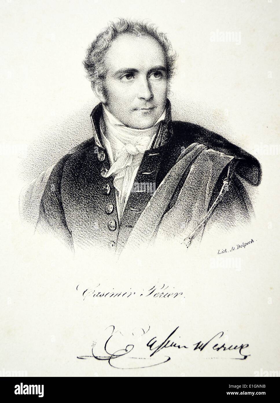 Casimir Perier (1777-1832) French banker and statesman. Lithograph ...