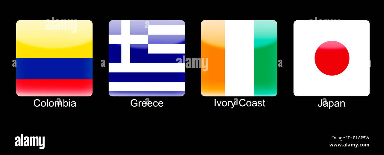 Smartphone icons with group C flags on black background Stock Photo - Alamy