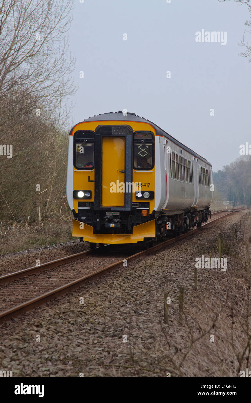 Passenger train on the Lowestoft to Beccles line near Barnby Stock ...