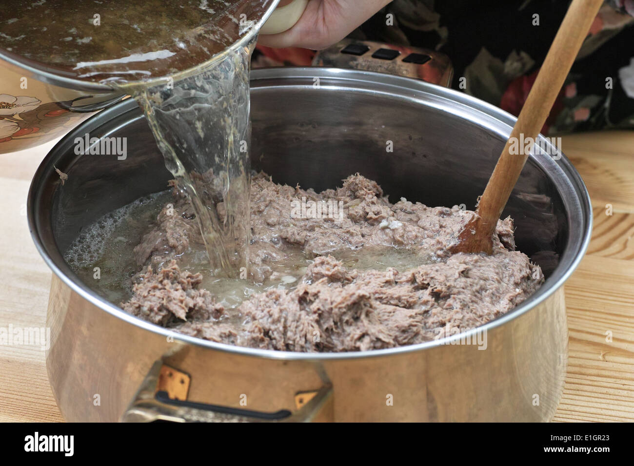 In Polish cuisine, on the Polish table. Preparation of Liver pate. On ...