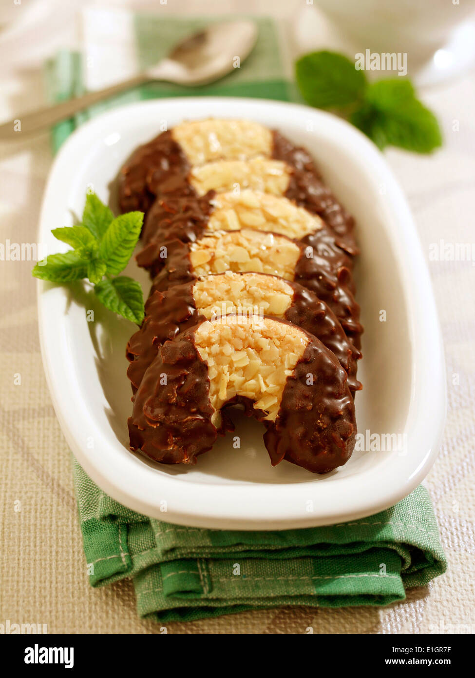 Half moons with almond and chocolate, Recipe available Stock Photo - Alamy