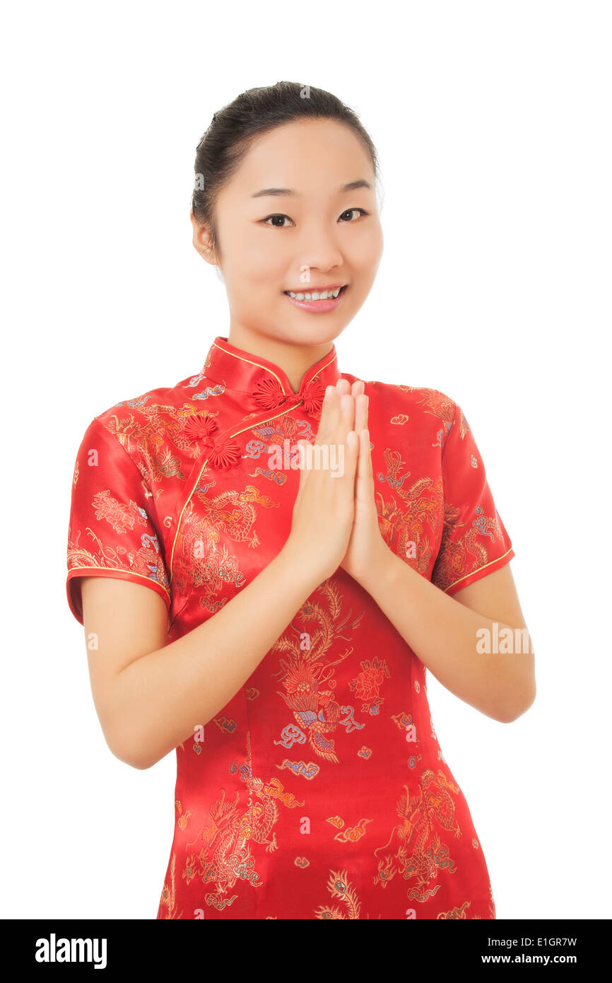Beautiful Chinese woman wearing a traditional dress known as a Chipao ...