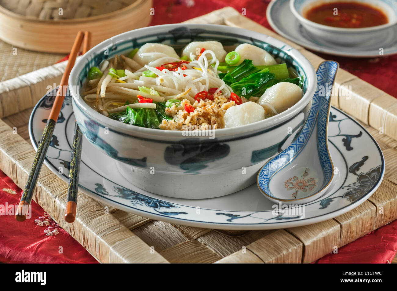 Chinese fish ball noodle soup Stock Photo - Alamy