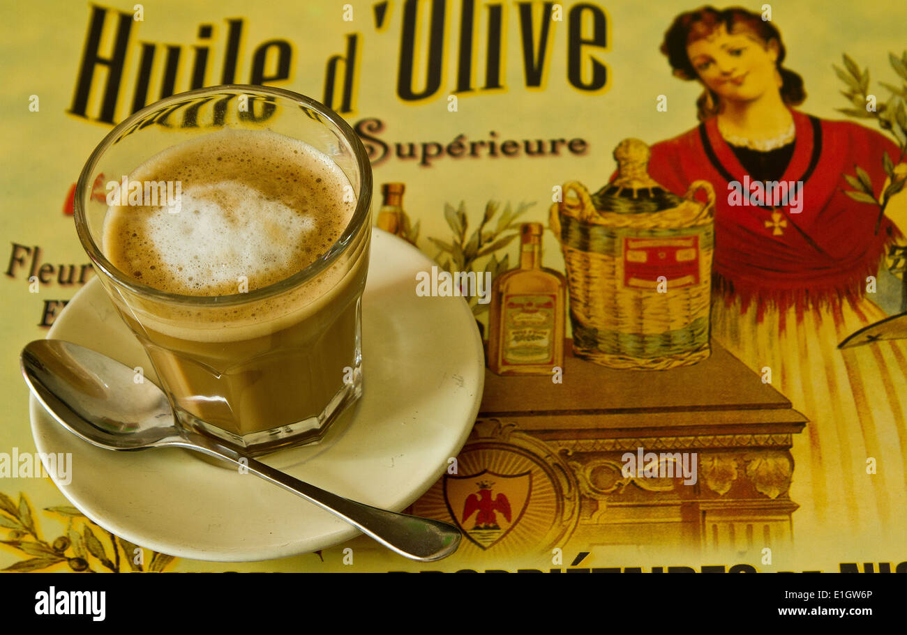 milky coffee in glass Stock Photo - Alamy