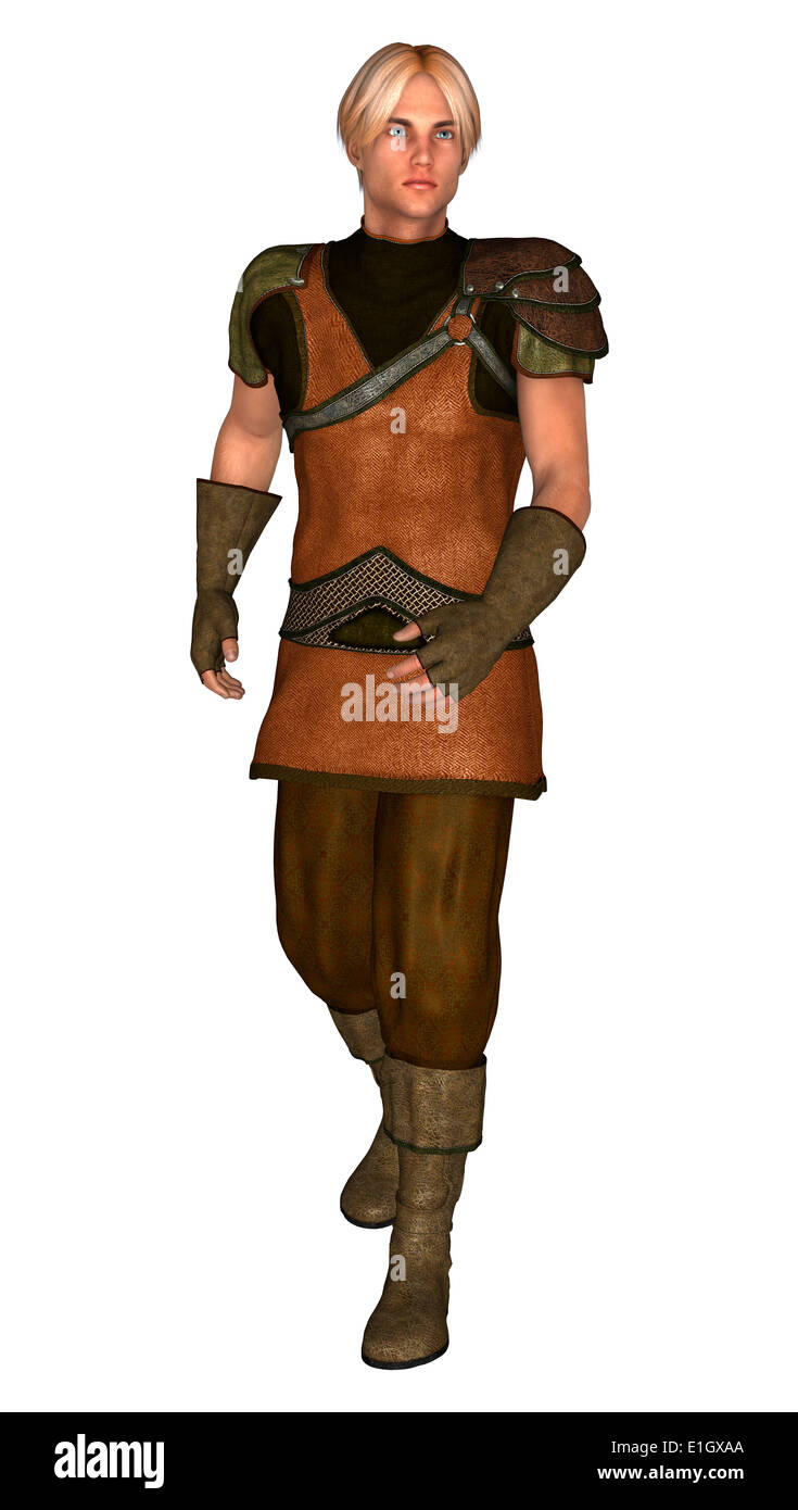 3D digital render of a walking beautiful young viking isolated on white ...