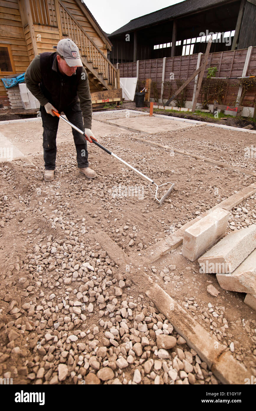 self building house, rakingfoundation infill level with compacted MOT ...