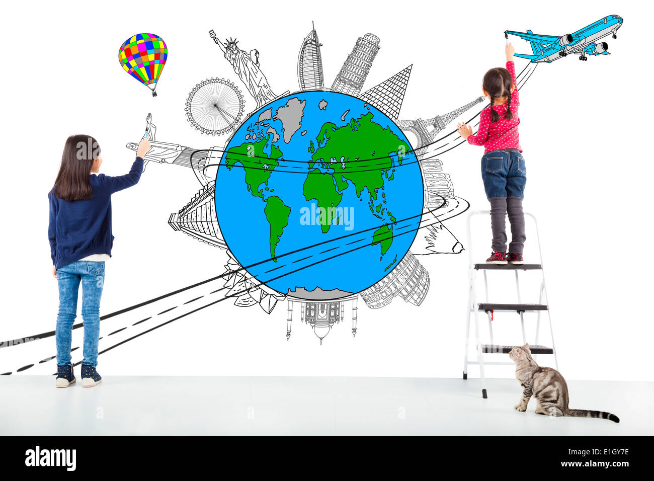 Child drawing map hi-res stock photography and images - Alamy