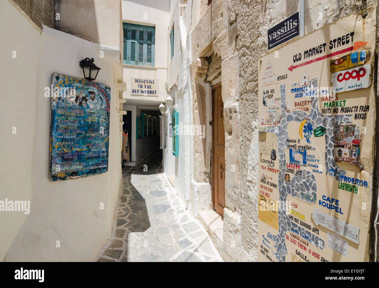 Entrance to the Old Market Street in old Naxos Town, Naxos Island ...