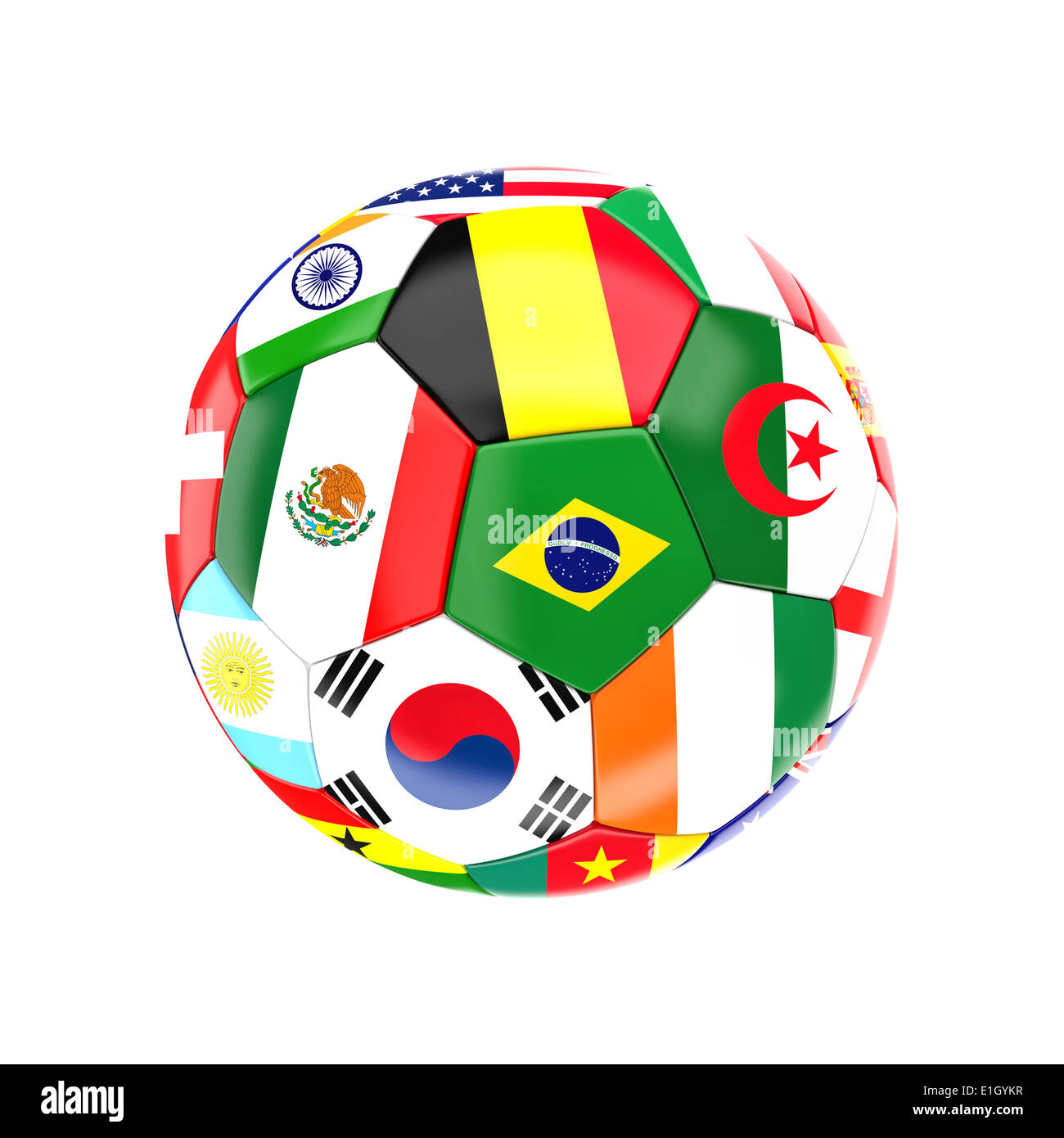 different country soccer ball 3d image on white Stock Photo - Alamy