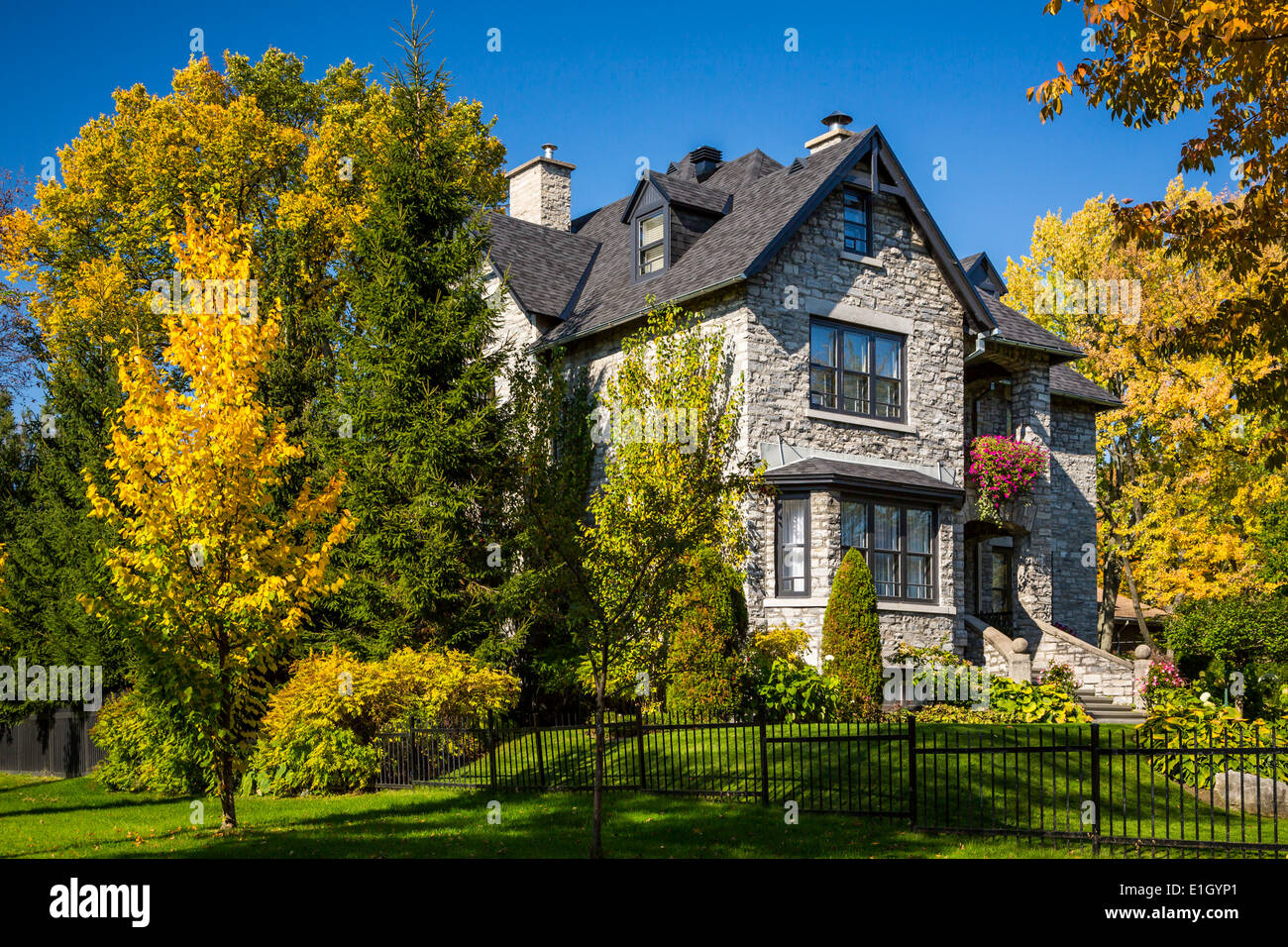 A large home with fall foliage color in Quebec City, Quebec, Canada ...