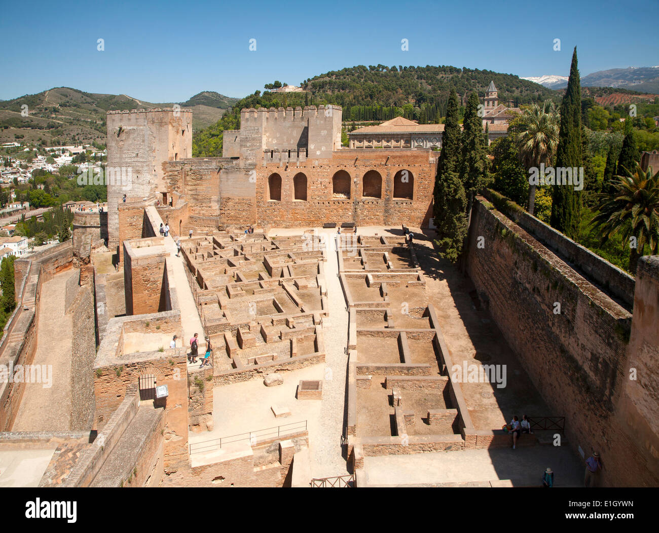 Inside the Alcazaba fortress in the Alhambra, Granada, Spain Stock ...