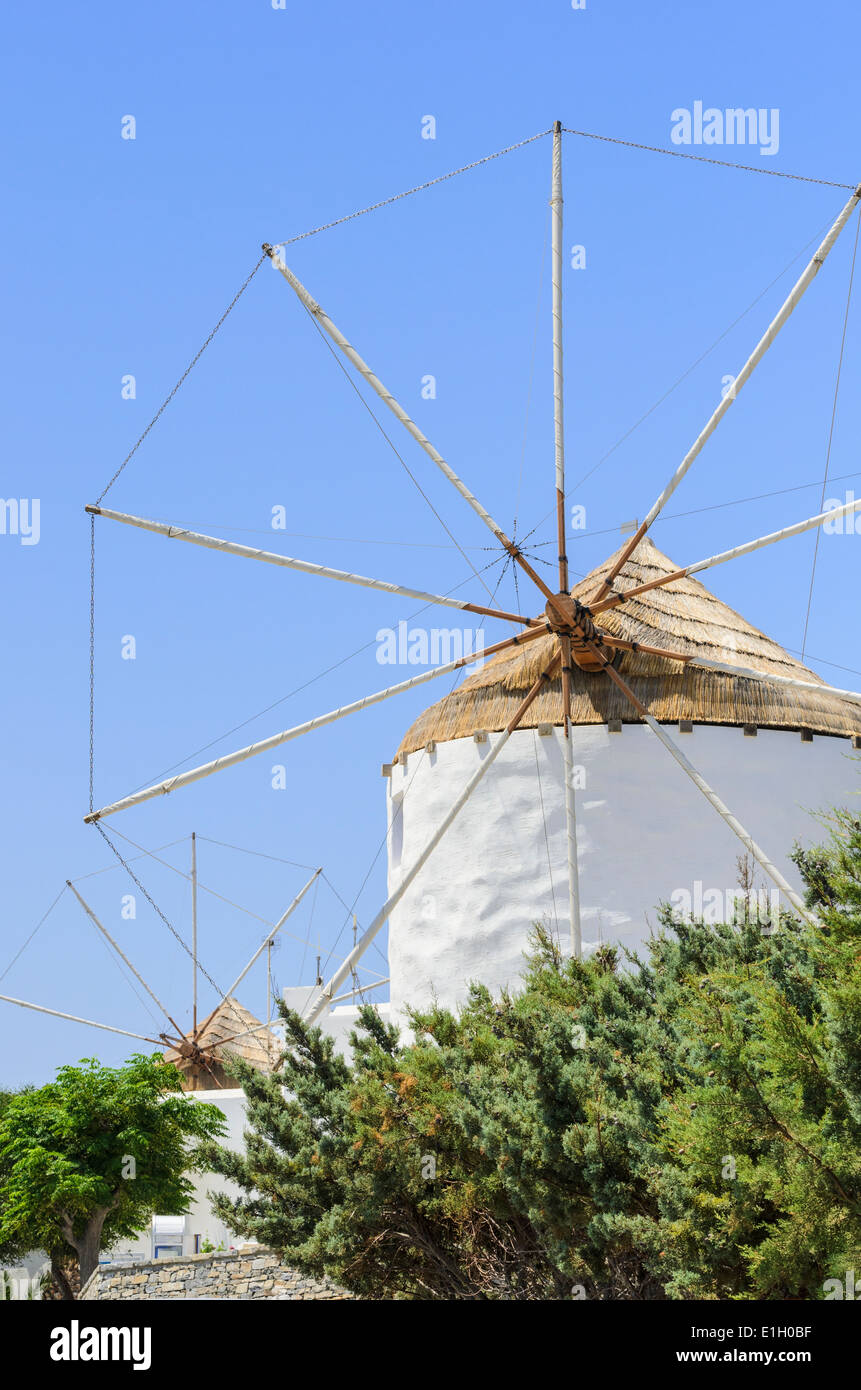 Traditional whitewashed windmills on Paros Island, Cyclades, Greece ...