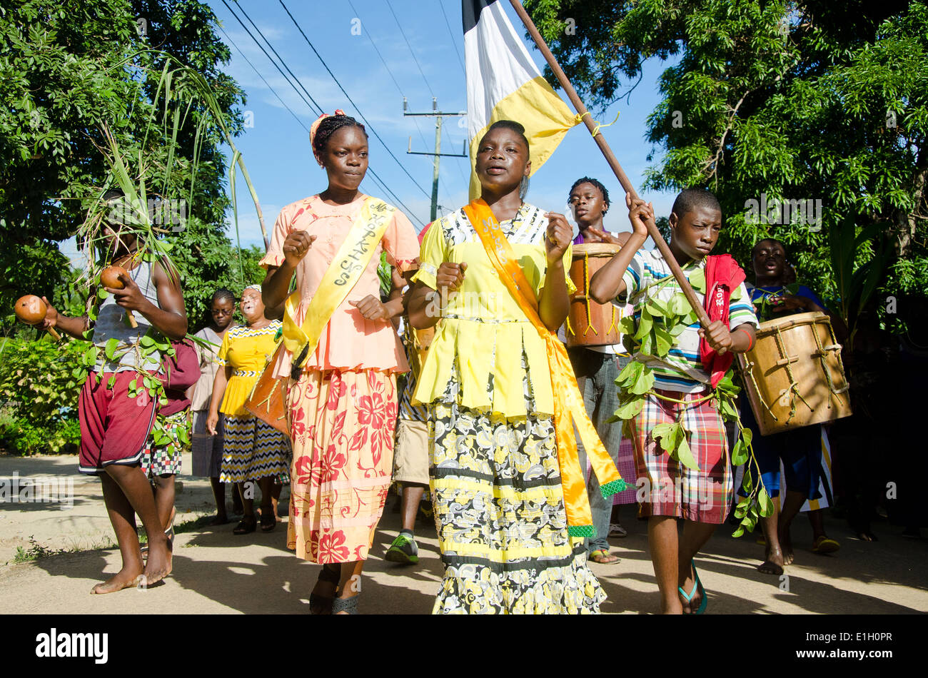 Hopkins Village, Belize, - November 19, 2013: Miss Hopkins 2013 heads ...