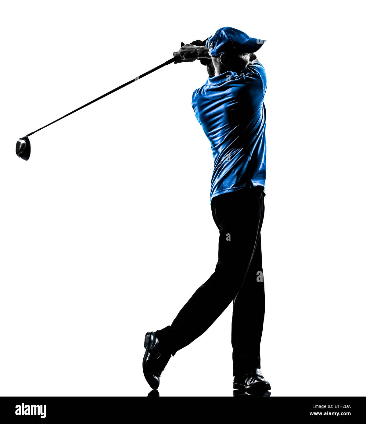 one man golfer golfing golf swing in silhouette studio isolated on ...