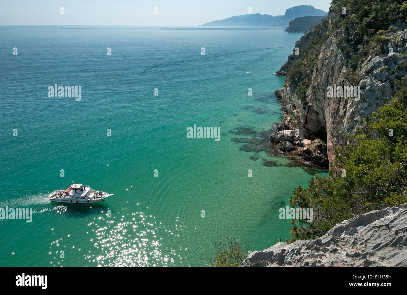 Sea water and wild flora in the coast of Cala Gonone, near the Cala ...
