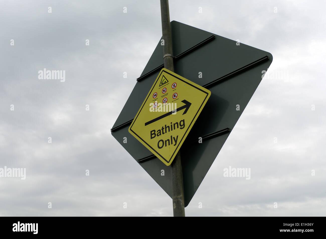 Warning sign,"Bathing Only Stock Photo - Alamy